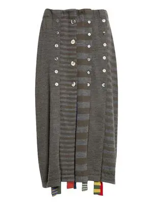 YANYAN Mismatch Merino Wool Midi Skirt - Grey Multi