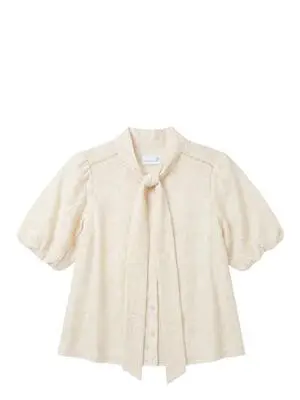 CARTOLINA Cartolina Peggy Tie Neck Jacquard Blouse