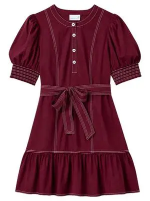 CARTOLINA Bonnie Cotton Poplin Mini Dress Maroon