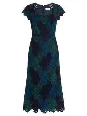 CARTOLINA Waverly Ombre Lace Midi Dress - Navy