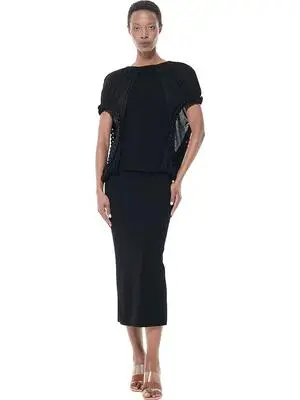 LEEM Knit Covered Chain Detail Top - Black