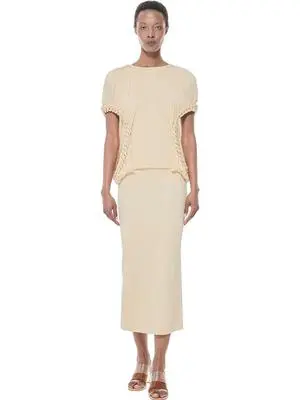 LEEM Knit Covered Chain Detail Top - Natural