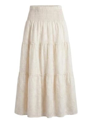 CARTOLINA Kylie Smocked Jacquard Midi Skirt Ivory