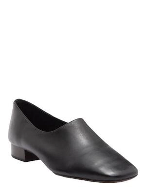Jeffrey Campbell Faux Leather Square Toe Block Heel Flats - Black