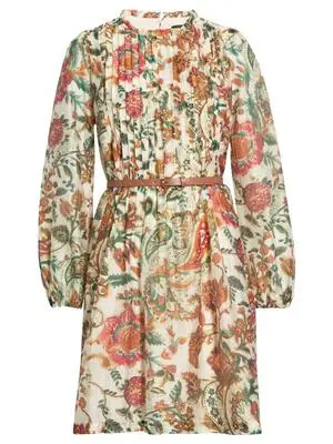 CECE DUPRAZ Long Sleeve Floral Print Dress - Ivory Multi