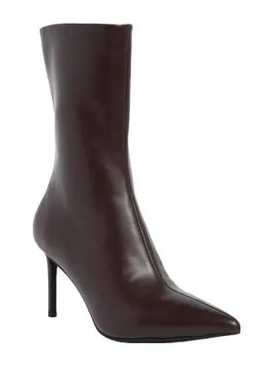 Jeffrey Campbell Everynite Pointed Toe Faux Leather Bootie - Coffee