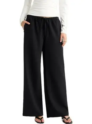 OPEN EDIT Icon Twill Wide Leg Pants - Black