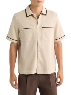 REISS Weaver Camp Shirt - Stone