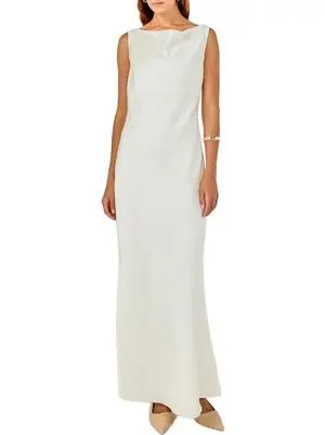 Endless Rose Cowl Neck Satin Maxi Gown - Ivory