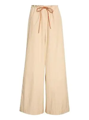 KALLMEYER Wesley Striped Wide Leg Drawstring Pants - Apricot