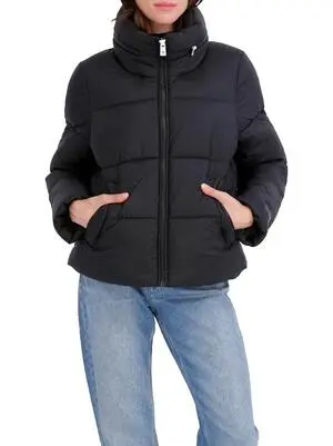 Tahari Dakota Quilted Puffer Jacket - Black