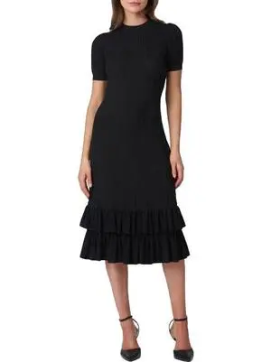 Shoshanna Pointelle Knit Midi Dress - Jet
