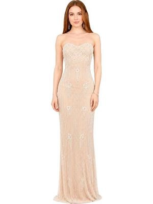 LARA NEW YORK Beaded Faux-wrap V-neck Bridal Gown - Ivory