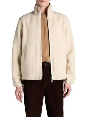 Moncler Zip Up Fleece Cardigan - Beige