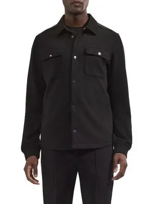 Bugatchi Soft Touch Knit Shirt Jacket - Black
