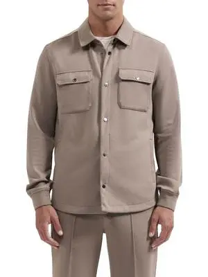 Bugatchi Soft Touch Knit Shirt Jacket - Walnut