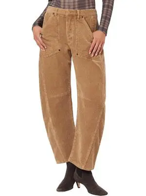 Habitual Harper Corduroy Cropped Barrel Pants - Fawn