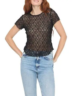 PROJECT SOCIAL T Avila Lace Baby Tee - Black