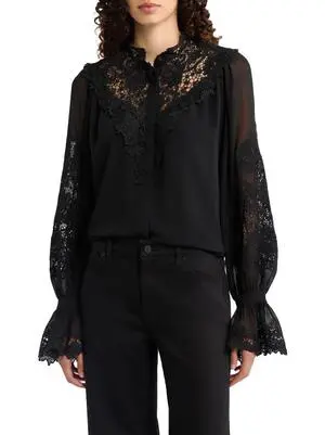 KOBI HALPERIN West Lace Detailed Balloon Sleeve Shirt