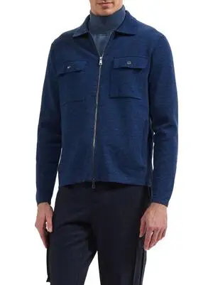 Bugatchi Milano Merino Wool Cardigan - Navy