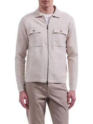 Bugatchi Milano Merino Wool Cardigan - Sand