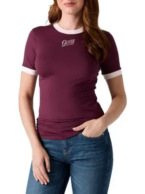 Guess Logo Performance Ringer T-shirt - Grape