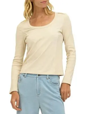 THREADS 4 THOUGHT Karlene Organic Cotton Long Sleeve T-shirt - Tapioca