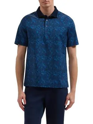 Bugatchi Vidal Ooohcotton® Leaf Print Polo - Navy