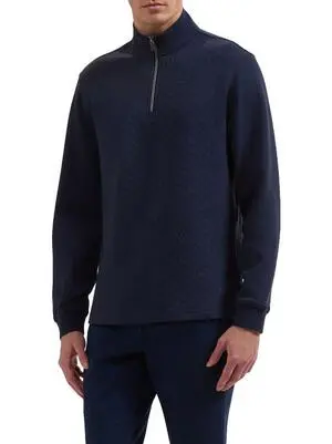 Bugatchi Diamond Quilted Quarter Zip Pullover - Navy
