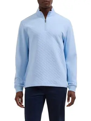 Bugatchi Diamond Quilted Quarter Zip Pullover - Sky