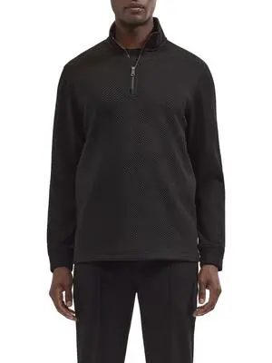 Bugatchi Soft Touch Quarter Zip Sweater - Black