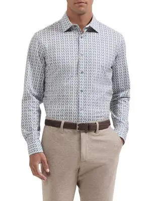 Bugatchi James Ooohcotton® Geo Print Button-up Shirt - Avocado