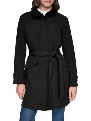 Andrew Marc Tinsley Belted Softshell Trench Coat - Black
