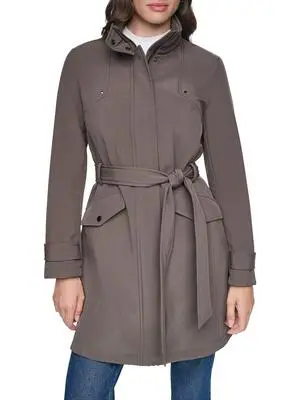 Andrew Marc Tinsley Belted Softshell Trench Coat - Truffle
