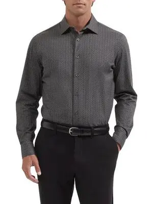 Bugatchi James Ooohcotton® Print Button-up Shirt - Black