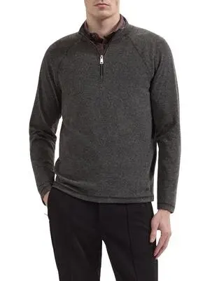 Bugatchi Bugatchi Herringbone Quarter-Zip Knit Top Black