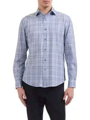 Bugatchi Devon Ooohcotton® Plaid Button-up Shirt Hazy Blue