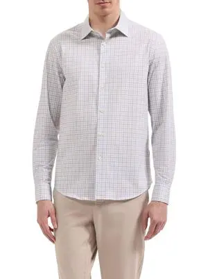 Bugatchi James Plaid Ooohcotton Tech Shirt - Sand