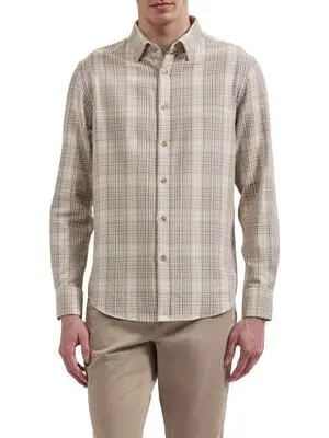 Bugatchi Karl Plaid Long Sleeve Cotton Shirt - Camel