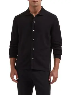 Bugatchi Bugatchi Cotton & Modal Polo Cardigan Black