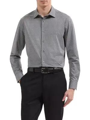 Bugatchi James Ooohcotton® Geo Print Button-up Shirt - Black