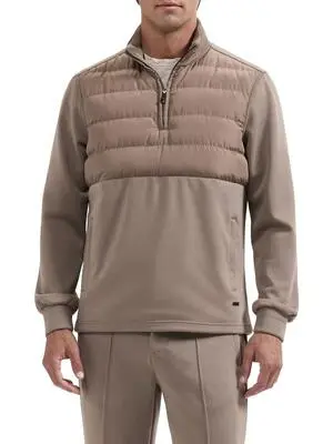 Bugatchi Soft Touch Quilted Quarter Zip Pullover - Walnut
