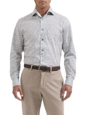 Bugatchi Devon Ooohcotton® Print Button-up Shirt - Avocado