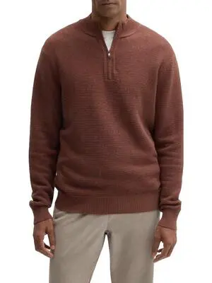 Robert Barakett Gonzalo Quarter Zip Cotton Sweater - Rusty Brown