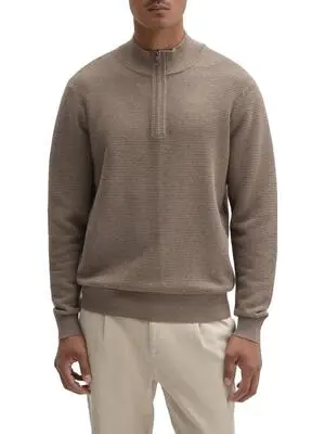 Robert Barakett Gonzalo Quarter Zip Cotton Sweater - Sequoia