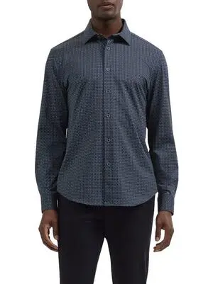 Bugatchi James Ooohcotton Long Sleeve Button Up Shirt - Navy