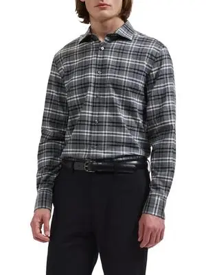 Bugatchi Axel Cotton Blend Button Up Shirt - Black