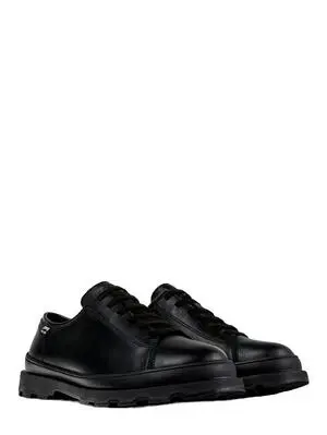 Camper Brutus Waterproof Leather Plain Toe Derby With Lug Sole - Black