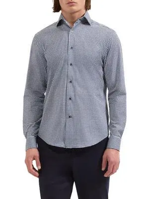 Bugatchi Devon Ooohcotton® Print Button-up Shirt - Navy