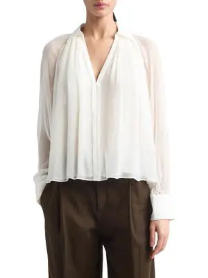 Vince Sheer Top With Opaque Details - Cream